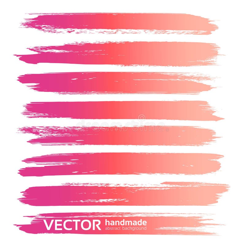 Big Pink Abstract Strokes Set Stock Vector - Illustration of round ...