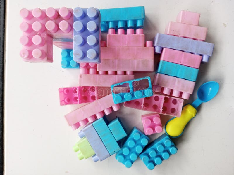 Big Pink and Blue Lego Sister Play Set Stock Photo - Image of lego ...