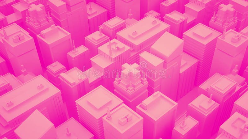 Big Pink City with Skyscrapers. 3d Rendering Stock Illustration ...