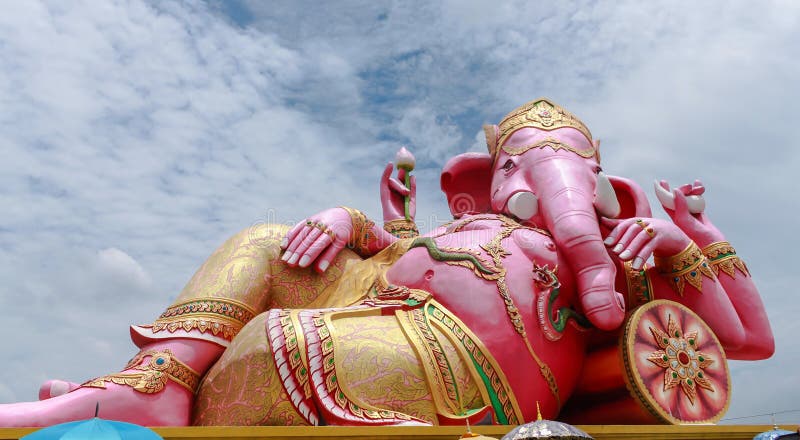 Big Pink Ganesha in Relaxed Pose Stock Image - Image of belief, ethnic ...