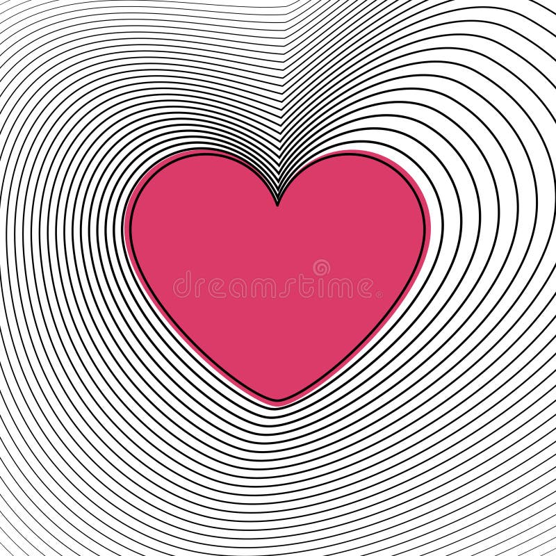 Big Pink Heart in the Center of Concentric Lines Stock Vector ...