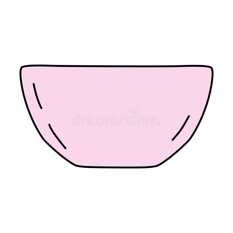 Big Pink Kitchen Bowl, Doodle Style Vector Stock Vector - Illustration ...