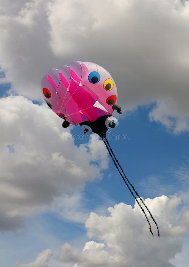 A big pink kite flying stock photo. Image of play, cloud - 237551844