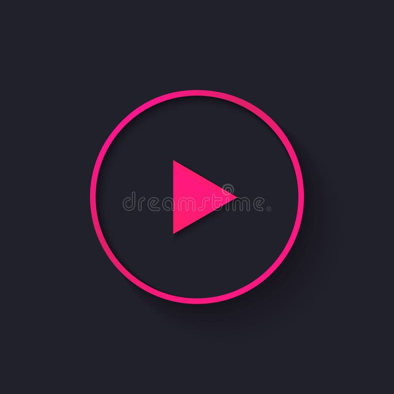 Big Pink Neon Play Button in Flat Style. Vector Illustration. Stock ...