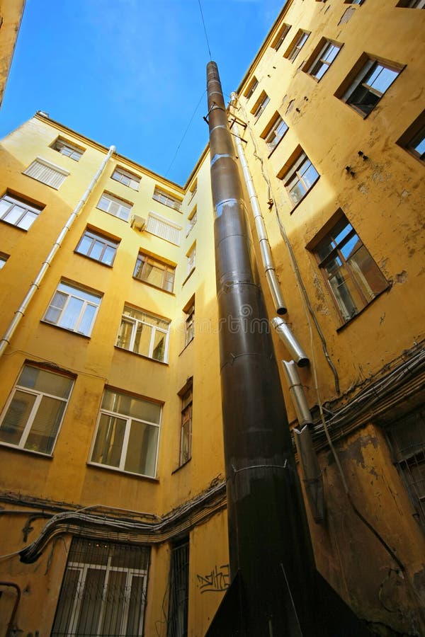 Big pipe on a building stock image. Image of architecture - 57327765