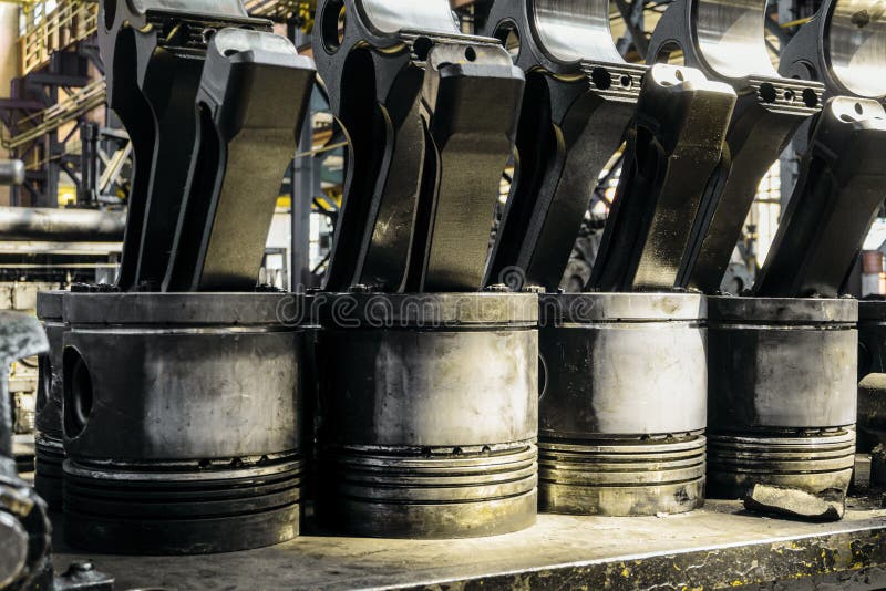 Big Pistons and Connecting Rods Diesel Engine Stock Photo - Image of ...