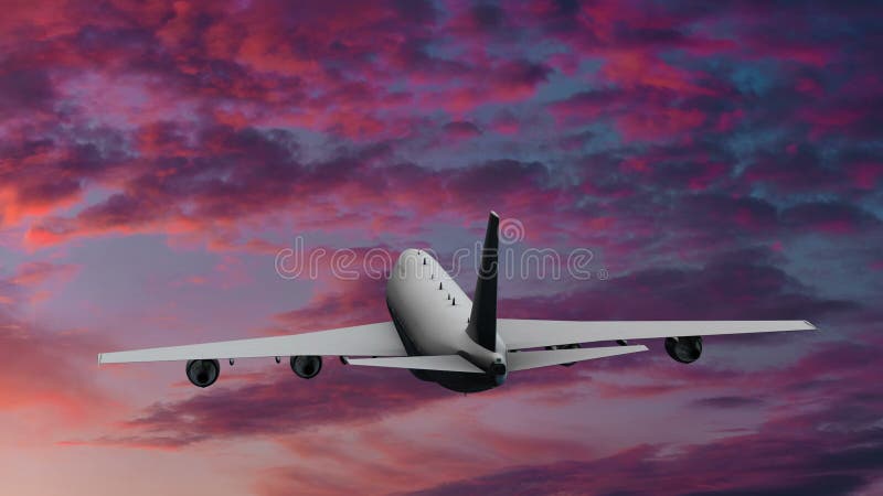 Big Plane on a Background of Red Sunset Stock Video - Video of arrival ...