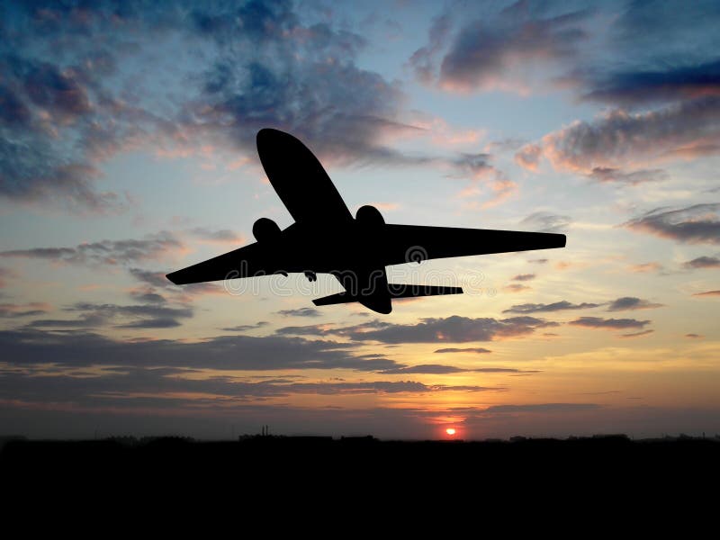 Big plane over sunset stock photo. Image of speed, fuselage - 2502950