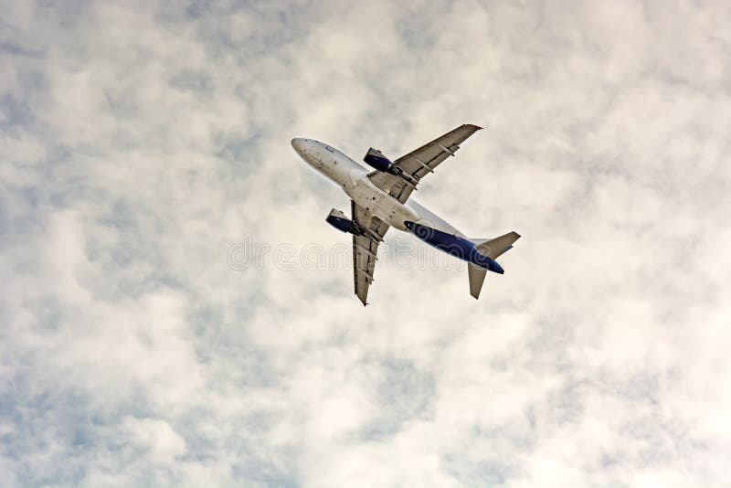 Big plane in the sky stock photo. Image of white, bottom - 180419426