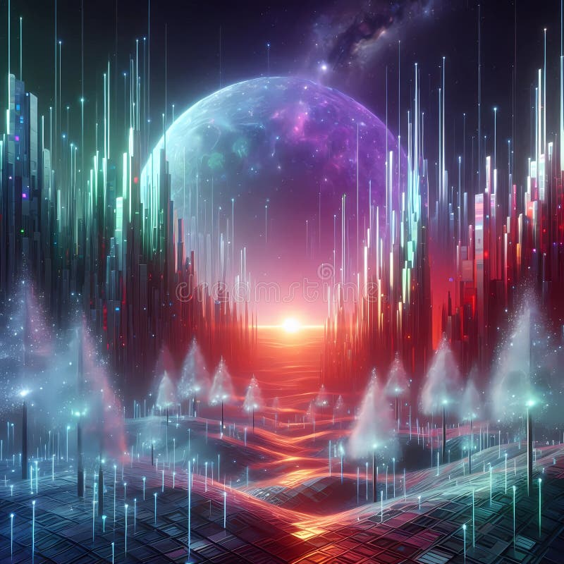 Big Planet in a Futuristic World, Digital Art Stock Illustration ...