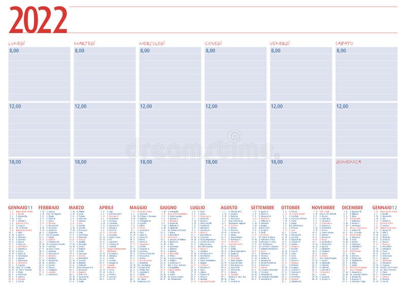 Big planning 2022 italian stock vector. Illustration of 2022 - 236001975