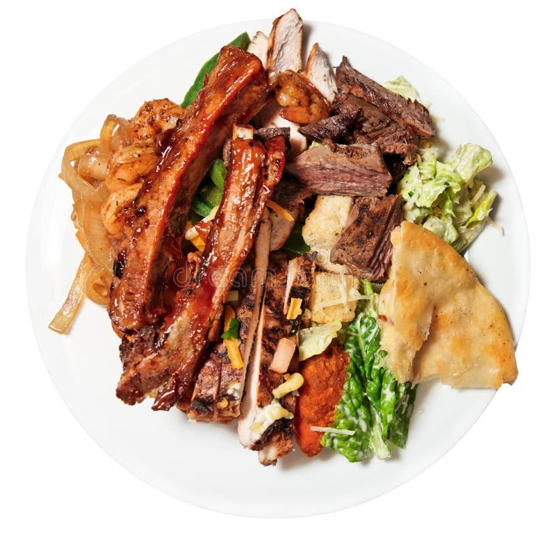 Big Plate with Assortment of Foods Stock Image - Image of isolated ...