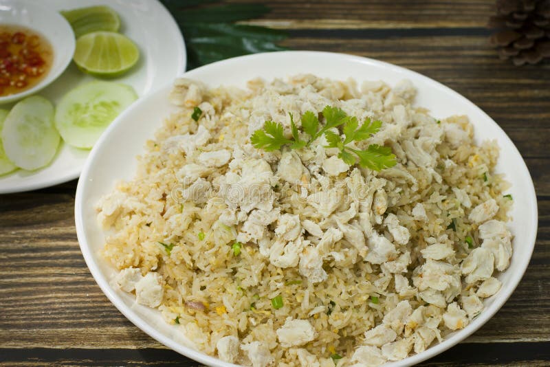 Big Plate of Crab Fried Rice on the Table Stock Image - Image of asian ...