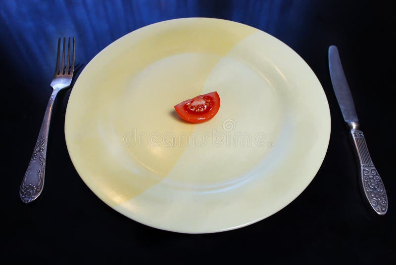 Big Plate with a Small Piece of Food Stock Photo - Image of empty ...