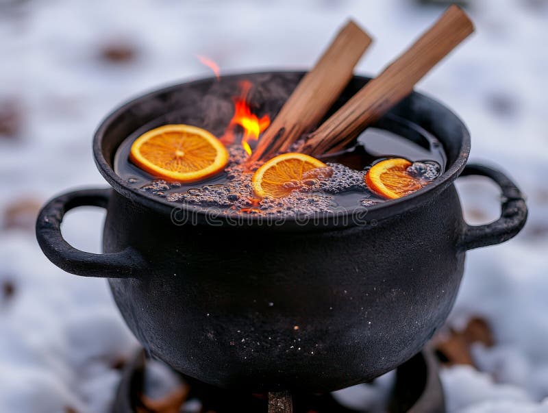 A Big Pot Brimming with Firewood Placed on a Wooden Table Stock Photo ...