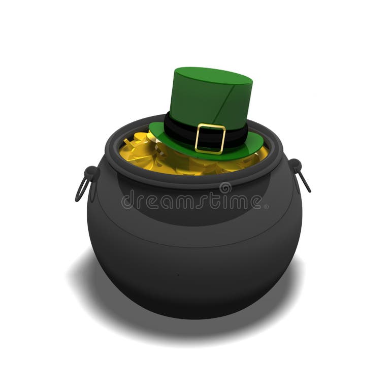 Big pot of irish gold stock illustration. Illustration of gold - 23726393