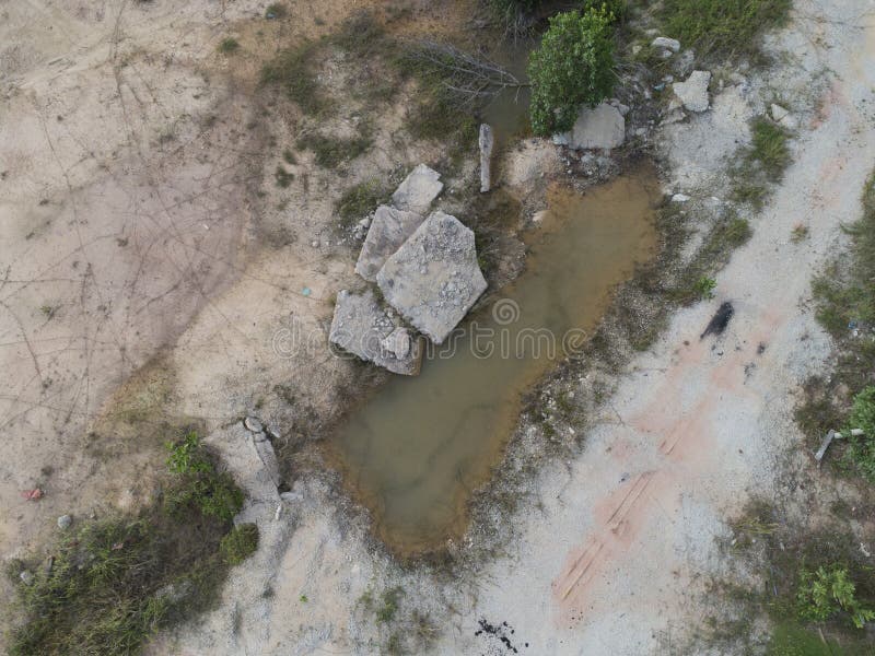 The Big Pothole on the Isolated or Vacant Land. Stock Image - Image of ...