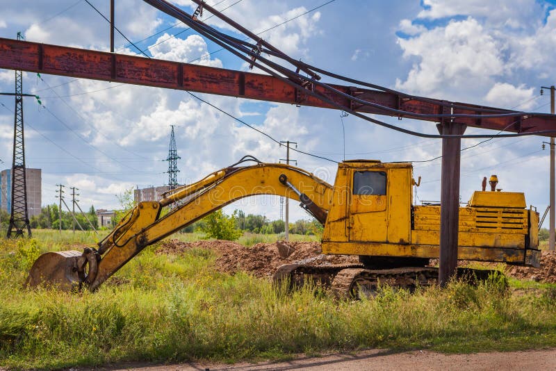 Heavy Power Bulldozer Work on a Building Site Stock Photo - Image of ...