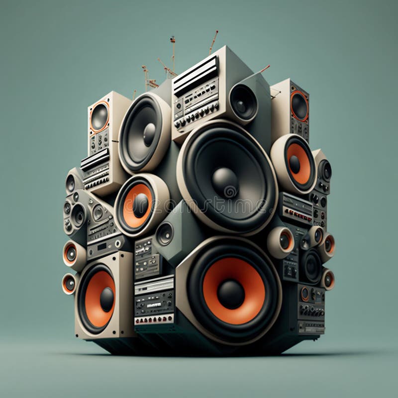 Big Power Sound Speaker System. Generative Ai Stock Illustration ...