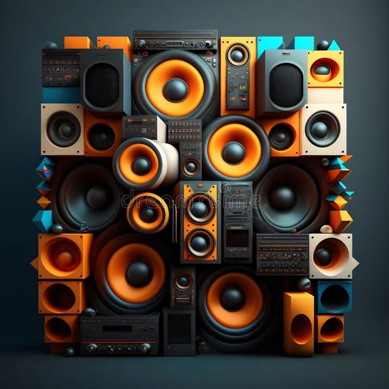 Big Power Sound Speaker System. Generative Ai Stock Illustration ...