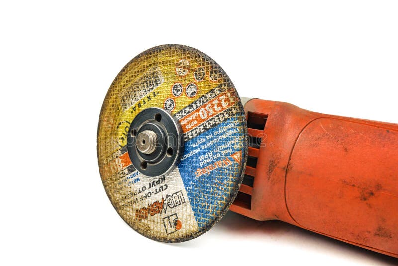 Big Powerful Angle Grinder with Abrasive Disk Isolated on a White ...