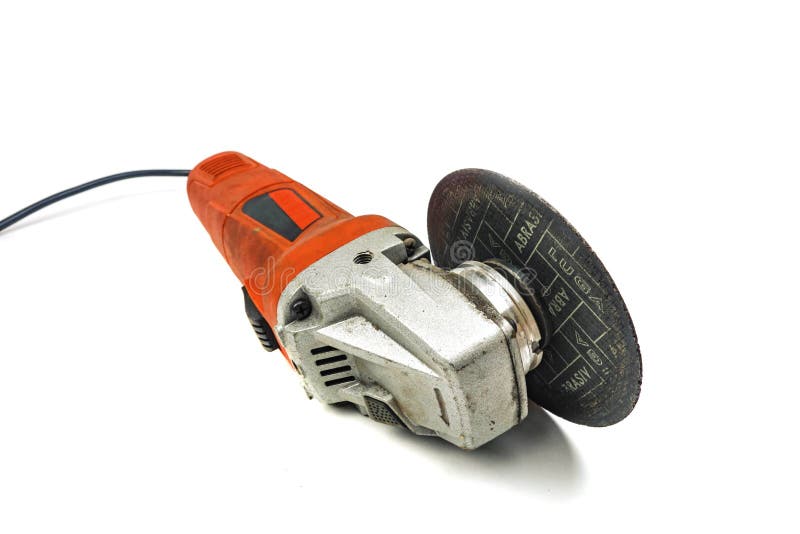Big Powerful Angle Grinder with Abrasive Disk Isolated on a White ...