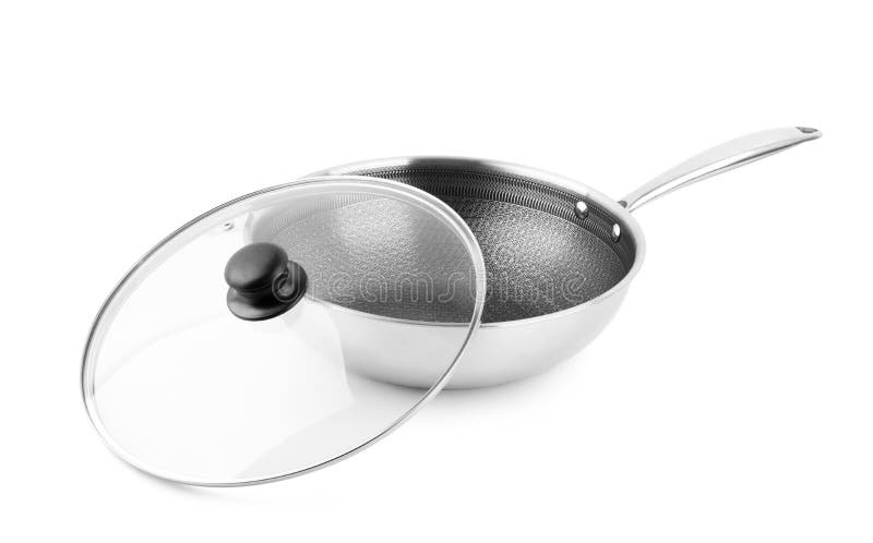 Big Professional Frying Pan Wok Isolated on White Background Stock ...