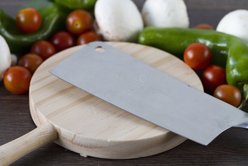 Big Kitchen Machete Over a Table Stock Image - Image of copy, machete ...