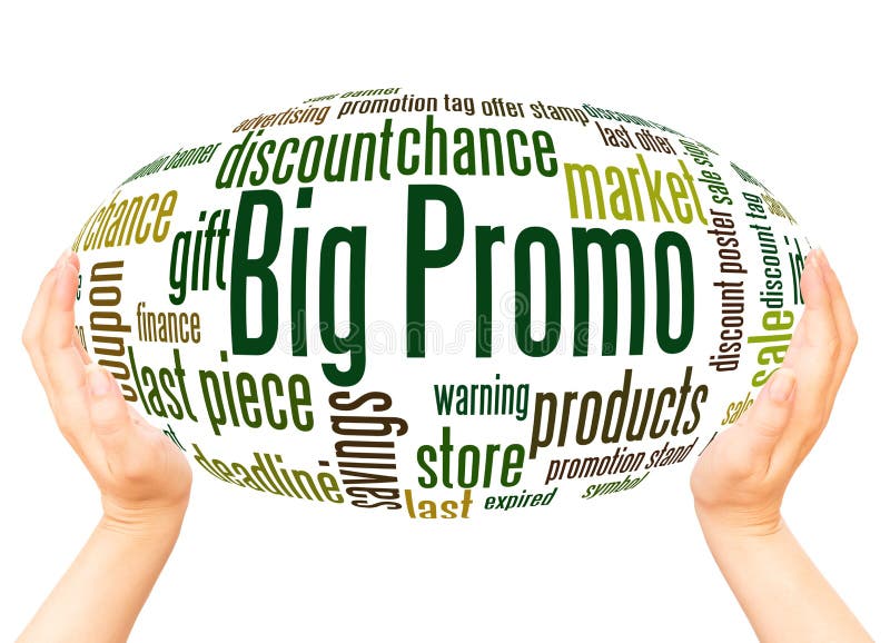 Big Promo Word Cloud Hand Sphere Concept Stock Illustration ...