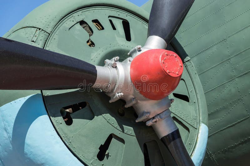 Big Propeller Motor of the Old Plane Closeup Stock Photo - Image of ...