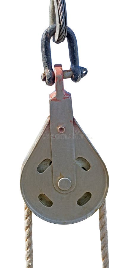 Old pulley with rope stock photo. Image of stress, balance - 26159866