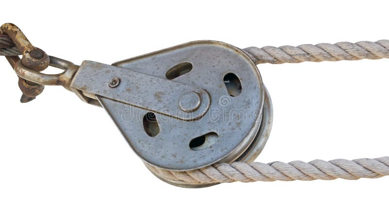 Big Pulley and Rope on White Stock Image - Image of contemporary, boat ...