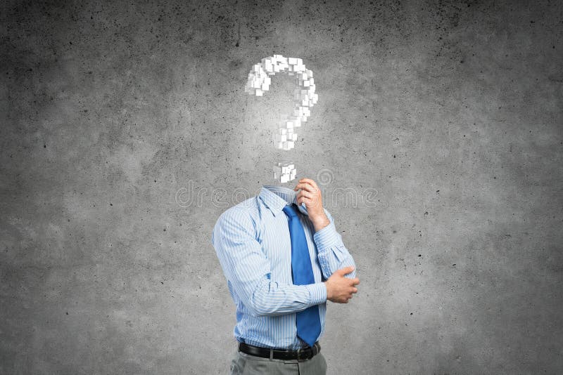 Big question in his head stock image. Image of marketing - 82799619