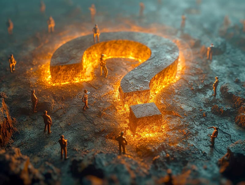 Big Question Mark with Little Puppet People Stock Illustration ...