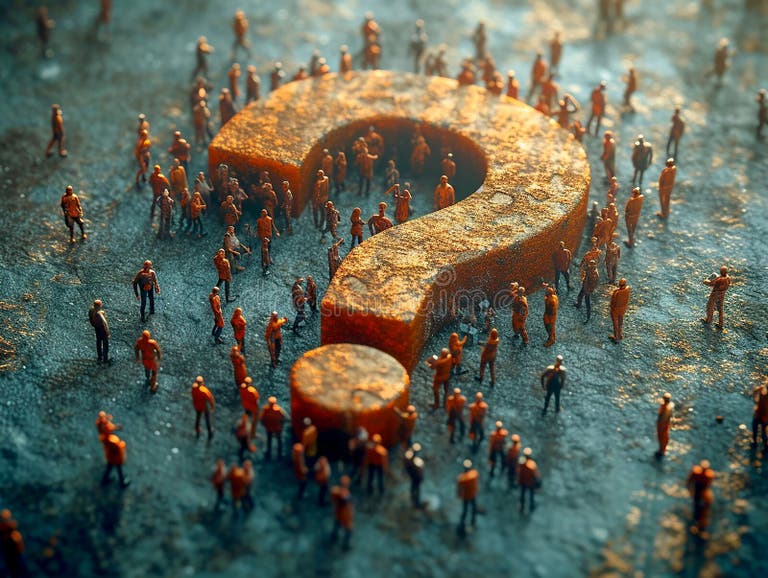 Big Question Mark with Little Puppet People Stock Illustration ...