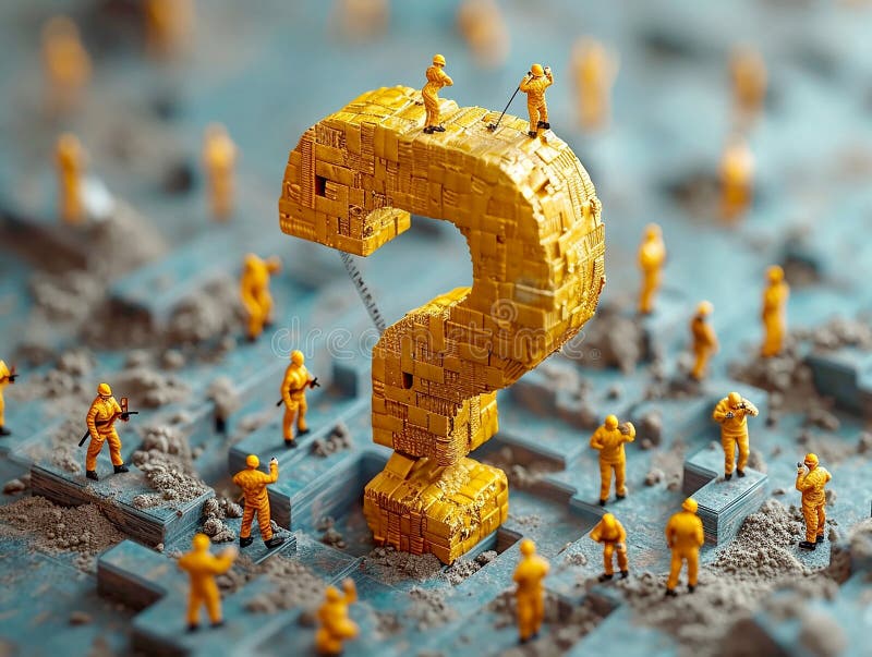 Big Question Mark with Little Puppet People Stock Illustration ...