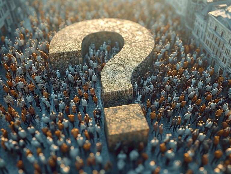 Big Question Mark with Little Puppet People Stock Illustration ...