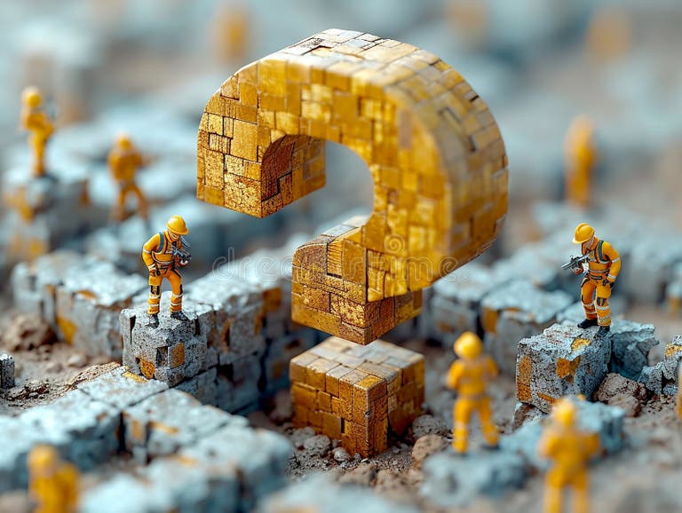 Big Question Mark with Little Puppet People Stock Illustration ...