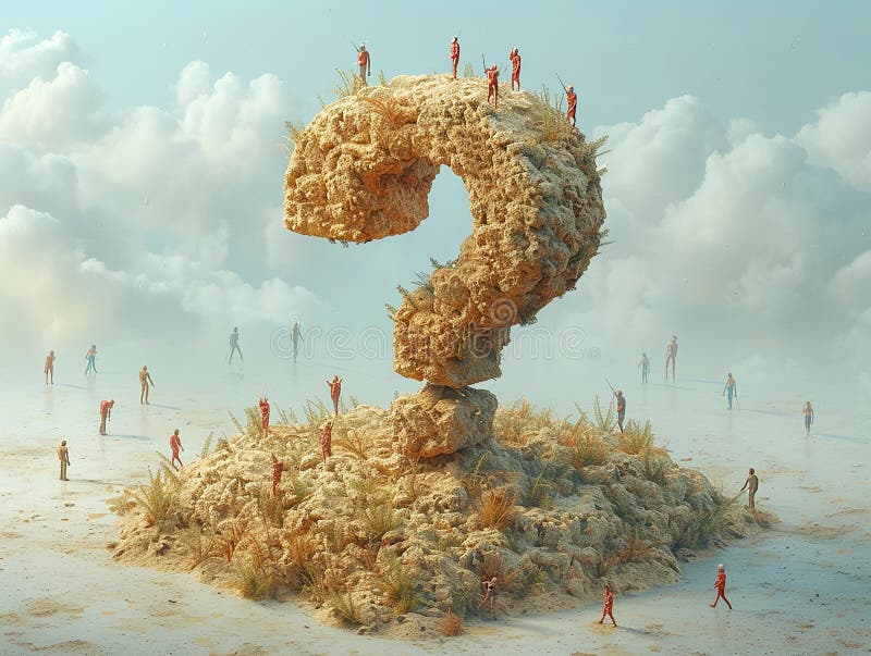 Big Question Mark with Little Puppet People Stock Illustration ...