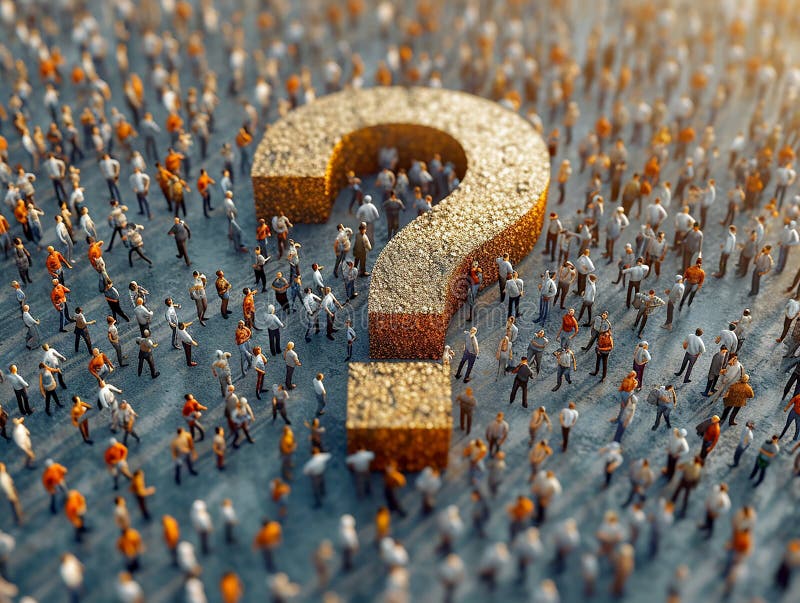 Big Question Mark with Little Puppet People Stock Illustration ...