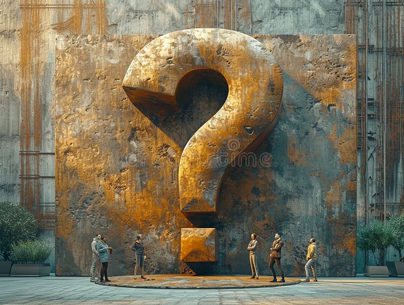 Big Question Mark with Little Puppet People Stock Illustration ...