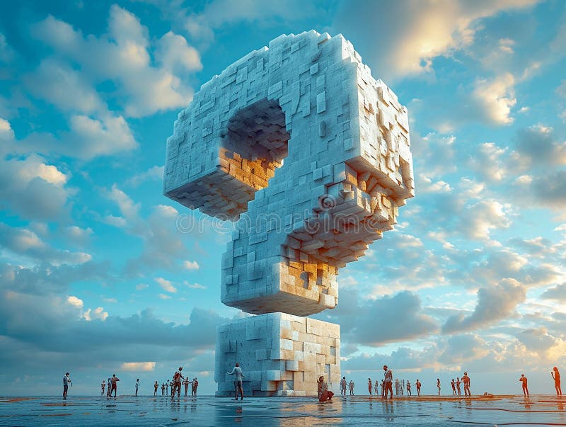 Big Question Mark with Little Puppet People Stock Illustration ...