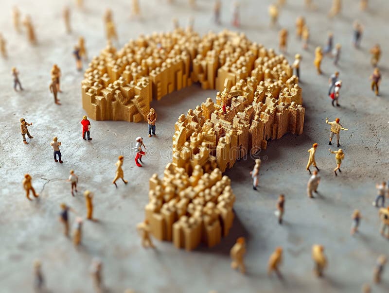 Big Question Mark with Little Puppet People Stock Illustration ...