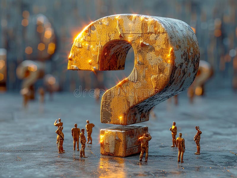 Big Question Mark with Little Puppet People Stock Illustration ...