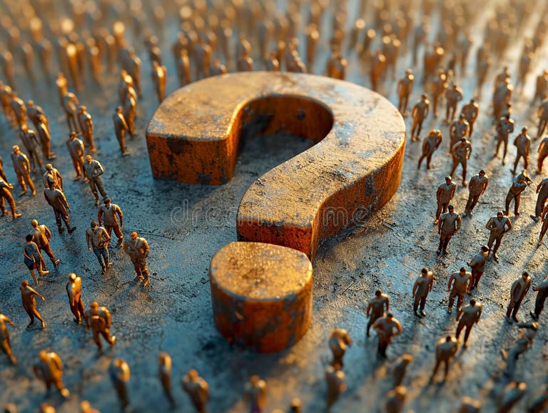 Big Question Mark with Little Puppet People Stock Illustration ...