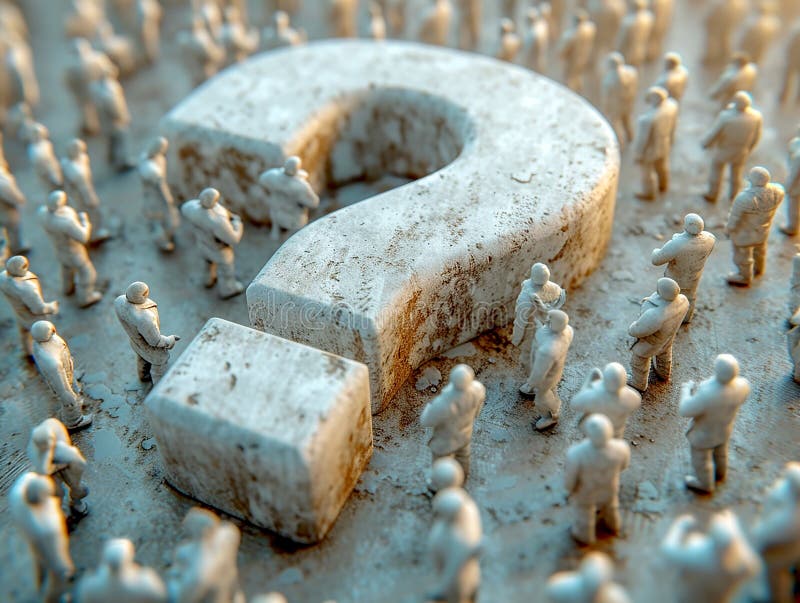 Big Question Mark with Little Puppet People Stock Illustration ...