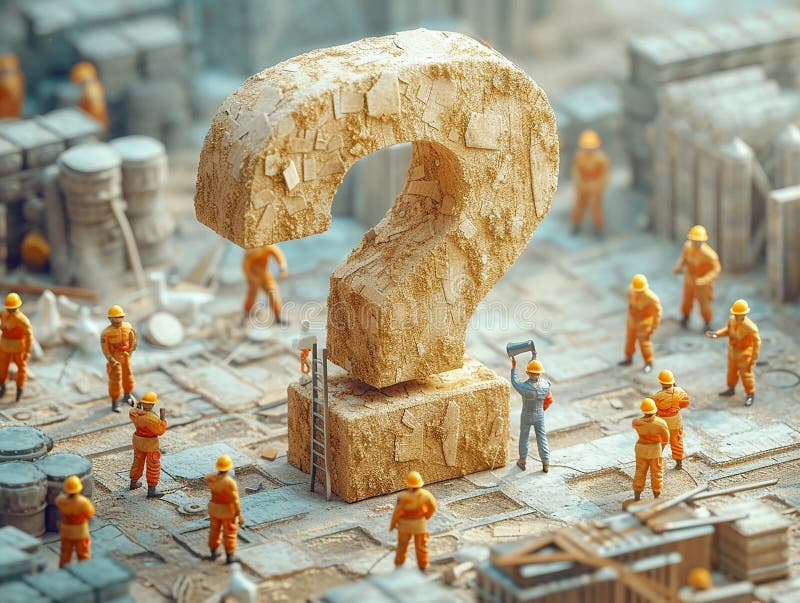 Big Question Mark with Little Puppet People Stock Illustration ...