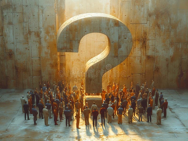 Big Question Mark with Little Puppet People Stock Illustration ...