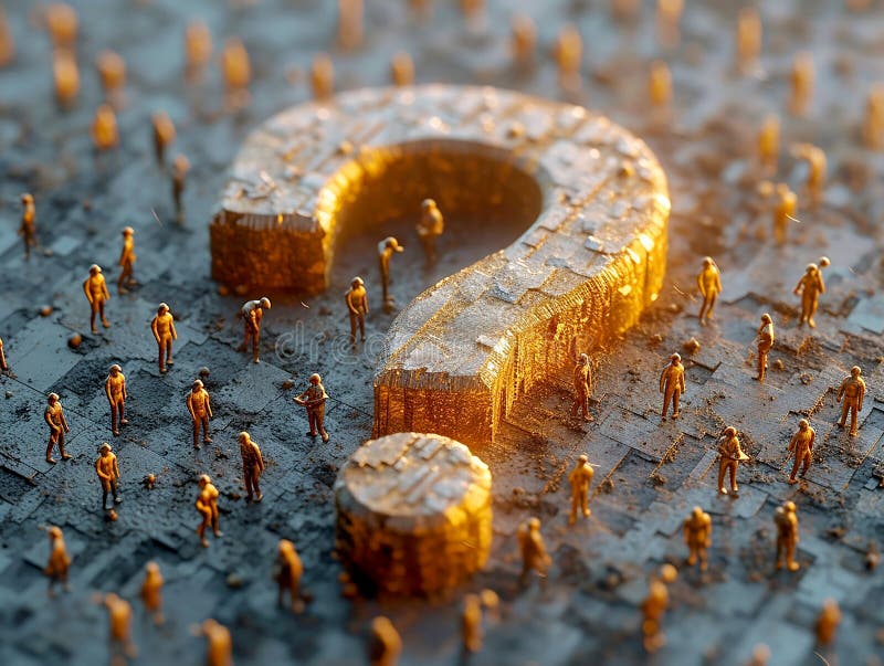 Big Question Mark with Little Puppet People Stock Illustration ...