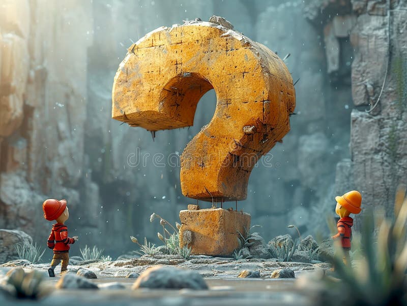 Big Question Mark with Little Puppet People Stock Illustration ...